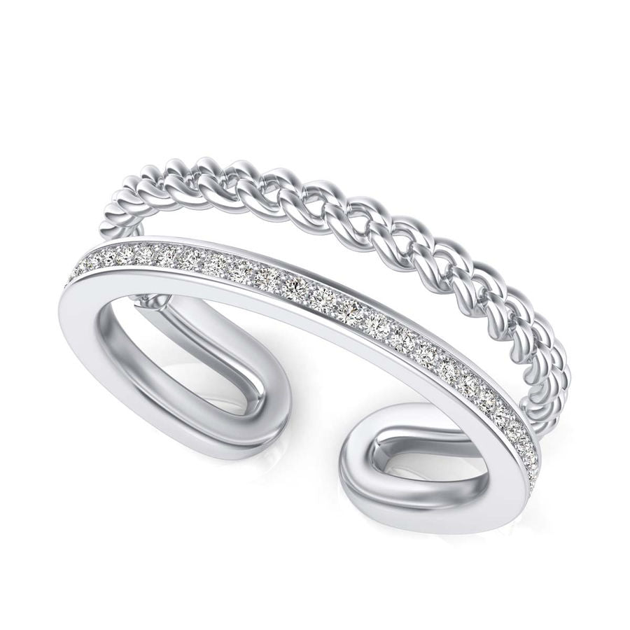 Chain Link Band - Diamond Studs Earring