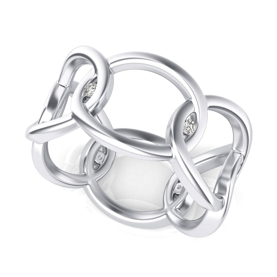 Chain Link Fashion Ring - Diamond Studs Earring